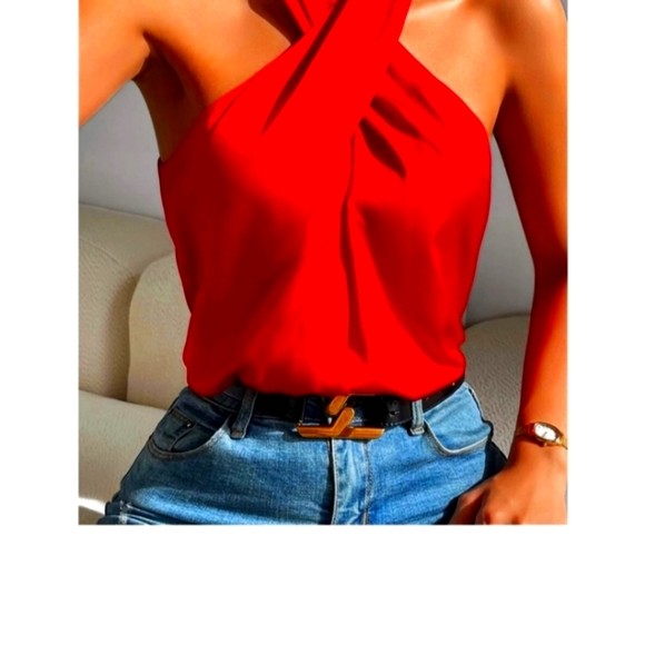 Tops | Bohemian Red Cross Halter Top | Poshmark